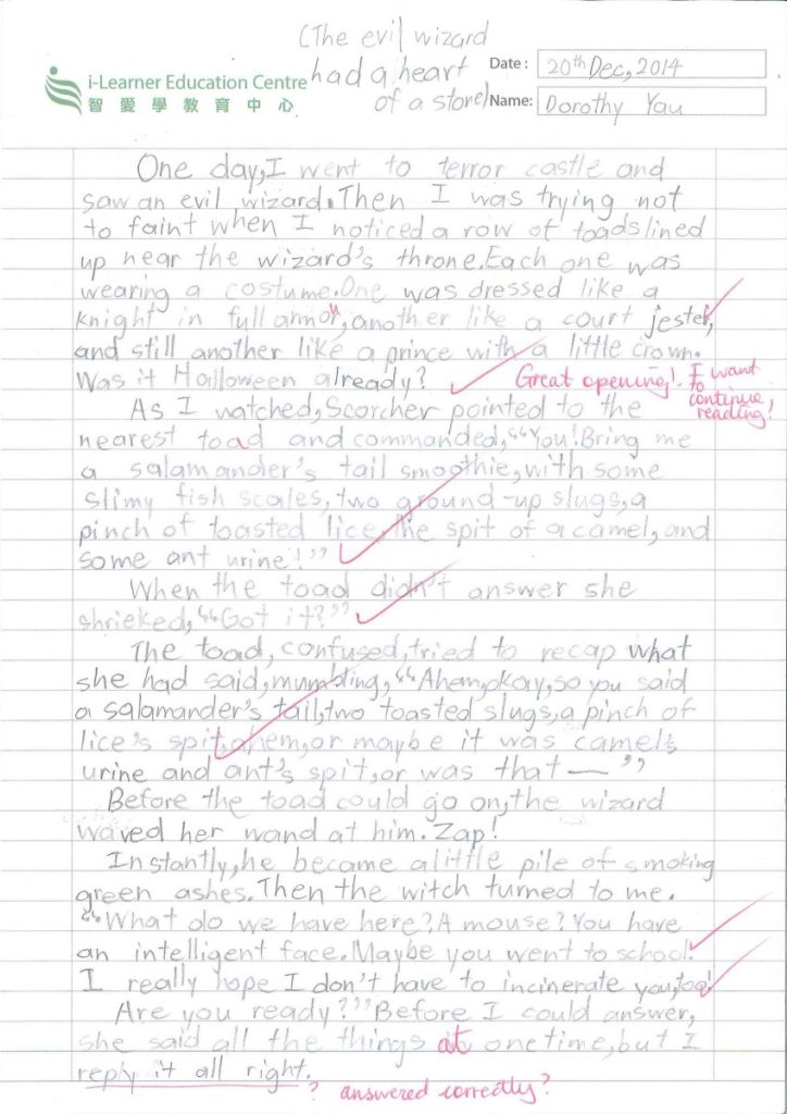 Two pieces of excellent P3 writing – i‑Learner Education Centre